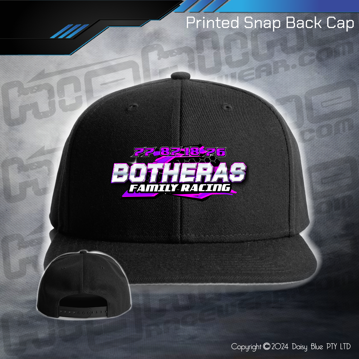 Printed Snap Back CAP - Botheras Family Racing – Highline Racewear
