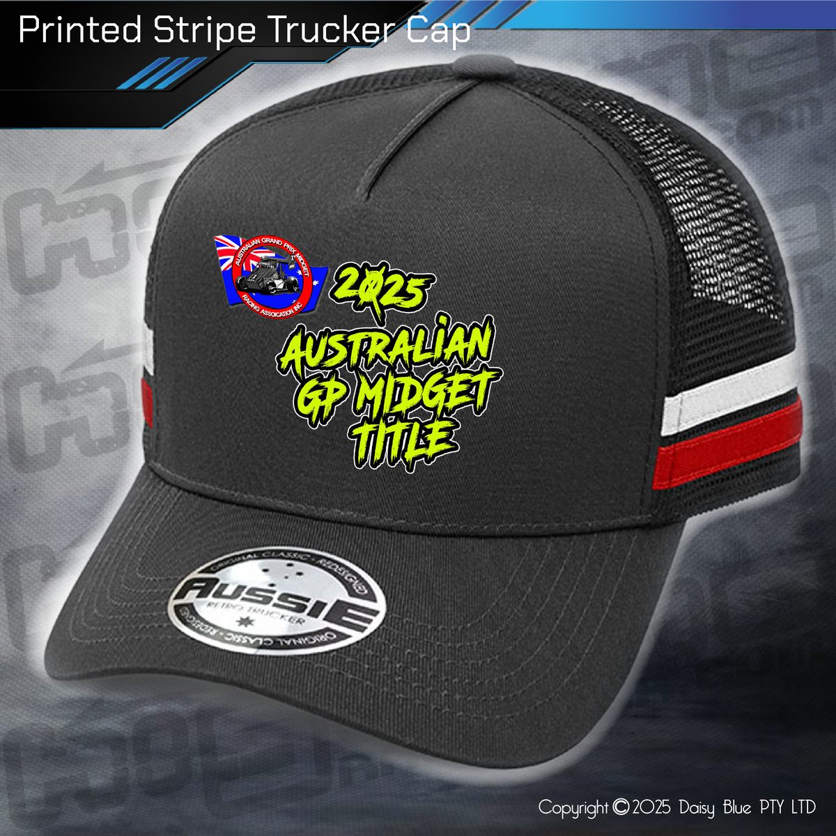 STRIPE Trucker Cap - GP Midget Australian Title 2025 – Highline Racewear